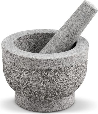 Cole & Mason Langley Mörser und Stößel, 15cm, Granit, robust & langlebig, Gewürze, Kräuter, polierter Steinmörser