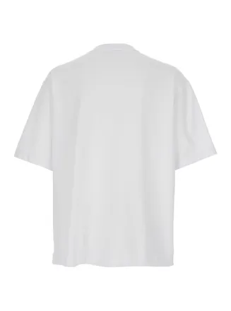Maison Kitsun&eacute; Mens T-Shirt Logo Lettering White Cotton T-Shirts And Polos