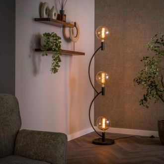 Pier Import Lampadaire salon en m&eacute;tal courbe finition bronze 3 lampes RALF