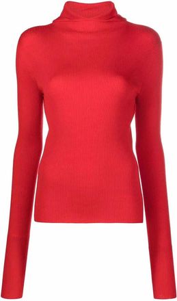 Jil Sander Pull Col Roul&eacute; - Rouge