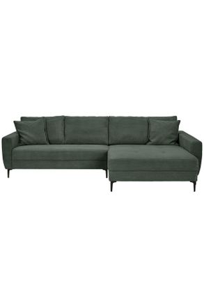 Xora Ecksofa, Waldgrün, Textil, 3-Sitzer, Füllung: Schaumstoff, Ottomane rechts, L-Form, 283x174 cm, Stoffauswahl, Wohnzimmer, Sofas &