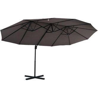 OUTSUNNY Parasol d&eacute;port&eacute; grande taille XXL inclinable dim. 4,4L x 2,7l x 2,5H m pi&egrave;tement en acier inclus polyester gris