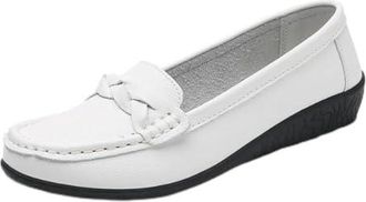 Generic Mocassins Plats décontractés en Cuir pour Femmes Chaussures de Marche à Talons Bas Chaussures de Conduite Chaussures de Travail décontractées et de Bu