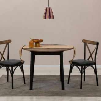 Pier Import Table extensible ronde effet noyer pieds noirs &Oslash;100-131 cm ARDEN
