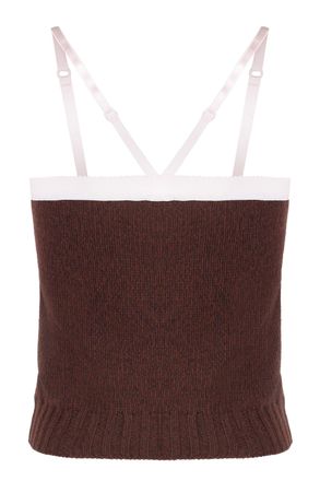 Prada Womens Wool And Cashmere Top Dark Brown Virgin Vests & Tank Tops