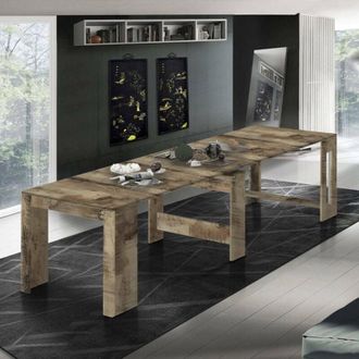 Dmora Dmora - Table à rallonge Dguigo, Console extensible jusquà 12 places, Table avec support dextension, 100% Made in Italy, cm 51/300x90h77, Slate Grey