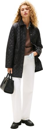 Tommy Hilfiger Damen Steppjacke Padded Nylon Quilted Lang, Schwarz (Black), XS