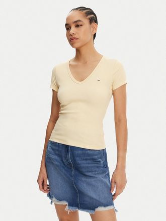 Tommy Jeans T-Shirt Essential DW0DW17385 Gelb Slim Fit