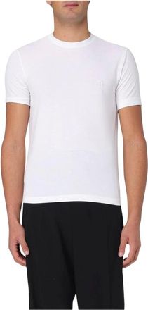 Giorgio Armani Homme, Tops, Blanc, Taille: M T-shirt à Manches Courtes et Col Rond