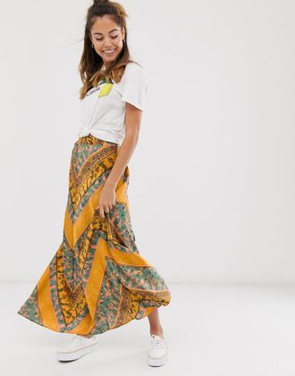 Free People Rio - Jupe longue &agrave; imprim&eacute; foulard-Dor&eacute;