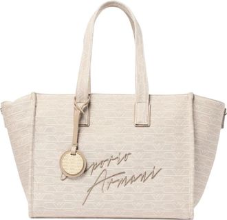 Emporio Armani Femme, Sacs, Beige, Taille: ONE Size Sac Fourre-Tout en Tissu à Motifs