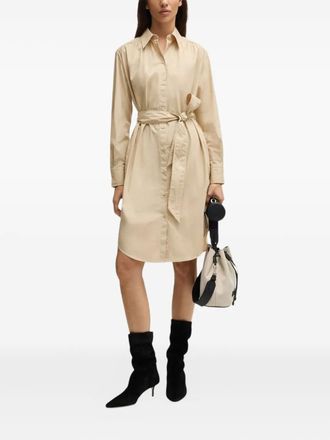 BOSS robe-chemise &agrave; taille ceintur&eacute;e - Tons neutres