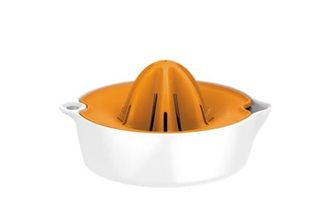 Fiskars Presse-agrumes avec réservoir, Diamètre: 11,9 cm, Plastique, Functional Form, Blanc/Orange, 1016125