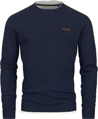 Indicode Hommes INSigfinn Shirt | Chemise &agrave; Manches Longues en m&eacute;lange de Coton Navy XXL