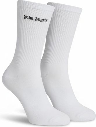 Palm Angels Homme, Sous-v&ecirc;tements, Blanc, Taille: S Ribbed Logo Socks