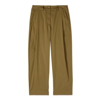 Oltre Cropped Popeline-Hose - - Trousers - Damen - Gr&uuml;n - S