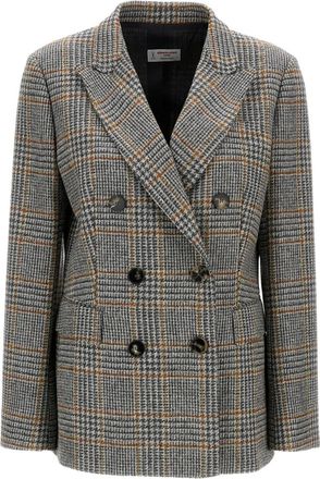 Alberto Biani Doppelreihiger Blazer mit Check - Grau