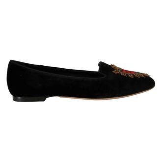 Dolce & Gabbana Femme, Chaussures, Noir, Taille: 35 EU Élégantes chaussures plates en cuir verni