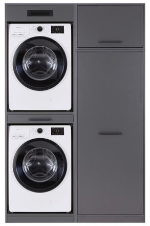 home24 Hauswirtschaftsraum Sorba, Anthrazit, Holzwerkstoff, 134x208x68 cm, Waschk&uuml;che, Hauswirtschaftsraum