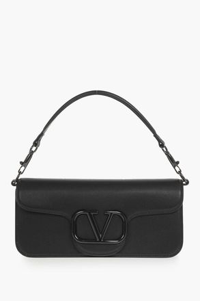 Valentino GARAVANI Solid-Color Leather Shoulder Bag with Tone-on-Tone Monogram Valentino