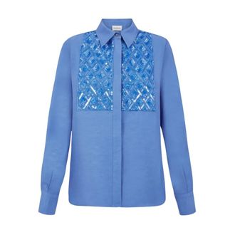 P.A.R.O.S.H. Paillettenhemd Raisa25 - - Blouses & Shirts - Damen - Blau - XS