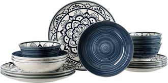 Ritzenhoff & Breker Doha Tafelset 16-teilig, Teller und Schalen f&uuml;r 4 Personen, Geschirr-Set mit arabesk-floraler Ornamentik, Sp&uuml;lmaschinen- & Mikrowellengeeignet, Porzel