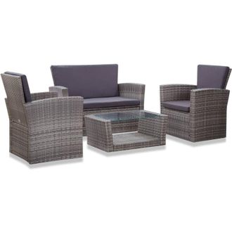 vidaXL Vidaxl - Salon de jardin 4 pcs - Ensemble en r&eacute;sine tress&eacute;e gris - 1 table 85x49,5x35cm, 1 banc 125x66x87cm, 2 chaises 75x66x87,5cm