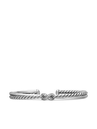 David Yurman bracelet Petite X Center Station en argent sterling pavé de diamants (5,2 mm)