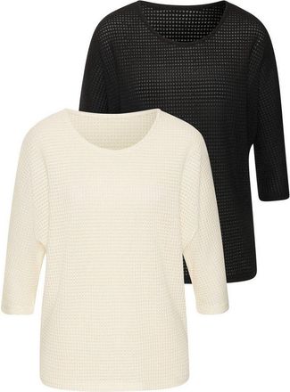 Vivance Langarmshirt mit modischer Waffelstruktur (2er-Pack) aus b&uuml;gelfreier Strickqualit&auml;t