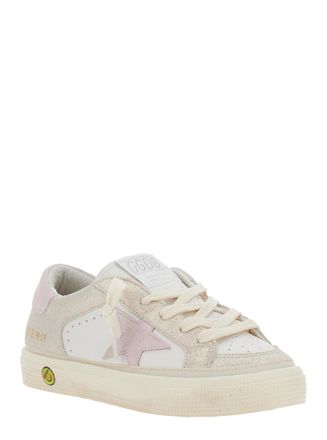 Golden Goose Girls White Low Top Sneakers With Logo And Star Detail Goat Trainers