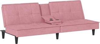 vidaXL Schlafsofa mit Getr&auml;nkehaltern Rosa Samt Vidaxl