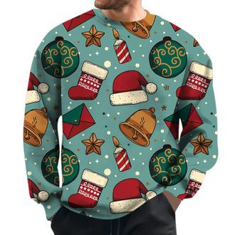 Generic Oversize Weihnachtspullover Herren Langarm- Winter Weihnachtspulli M&auml;nner -Christmas Sweater Weihnachts Pullover Rundhals Weihnachten mit Rentier Weih