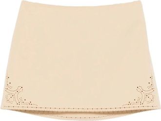 Ermanno Scervino Femme, Jupes, Beige, Taille: 34 FR Mini-jupe en daim avec broderie artisanale