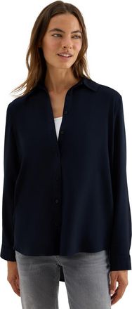 Cecil Damen 3411878 Hemdbluse in Unifarbe, urban Dark Blue, X-Large
