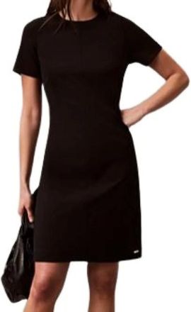 Calvin Klein Femme, Robes, Noir, Taille: 36 FR Robe Courte Stretch Cr&ecirc;pe &agrave; Manches Courtes
