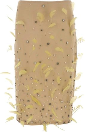 Des_Phemmes DES Phemmes, Femme, Jupes, Beige, Taille: 44 FR Skin Pink Crepe Skirt