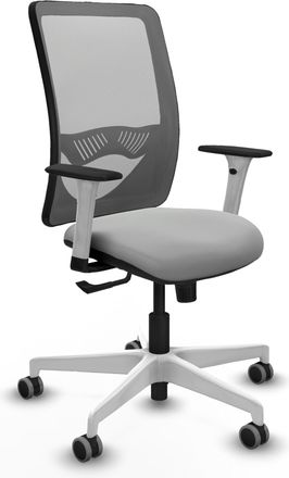 Piqueras y Crespo Hellgrauer Stuhl Zulema mit wei&szlig;en und schwarzen Armlehnen, h&ouml;henverstellbare Lendenwirbelst&uuml;tze, ausgestattet mit Sincro 3 Positionen und Schneidesch