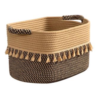 Generico Aufbewahrungskorb | Multifunktionaler Korb mit Quasten | Korb aus Baumwollseil f&uuml;r, f&uuml;r Decken, Handt&uuml;cher, B&uuml;cher, Snacks, Schrank, Waschk&uuml;che, K&uuml;che
