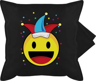 Shirtracer Kissenbezug - & - Kissen - Karneval Emoticon Konfetti I Karneval Smile I Happy Face Fasching - 50 x 50 cm - Schwarz - karnevalskissen fasching- party 