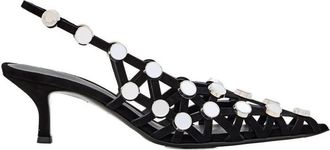 The Attico Hohe Schuhe - Black Suede Grid Slingback Shoes - Gr. 37,5 (EU) - in Schwarz - für Damen