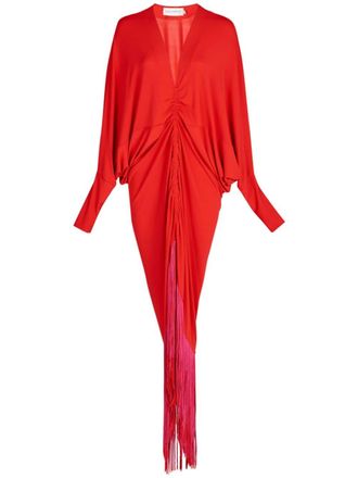 Silvia Tcherassi robe Rosalyn &agrave; franges - Rouge