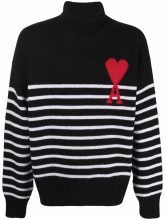 Ami pull Ami De Coeur à rayures - Noir