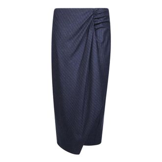 Pinko Pinko - Jupe Midi en Flanelle - Femme - Jupes - Bleu - Taille: 38 FR