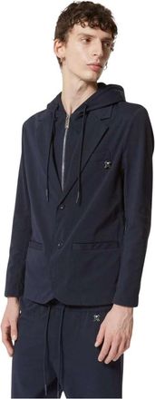 John Richmond Homme, Vestes, Bleu, Taille: XL Blazer D&eacute;contract&eacute; avec Capuche Int&eacute;gr&eacute;e