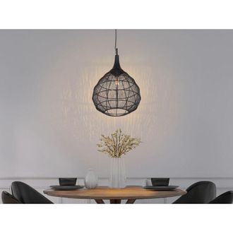 Trio Leuchten Pendelleuchte soraya mit Drahtgeflecht Lampenschirm Schwarz, &oslash; 42cm