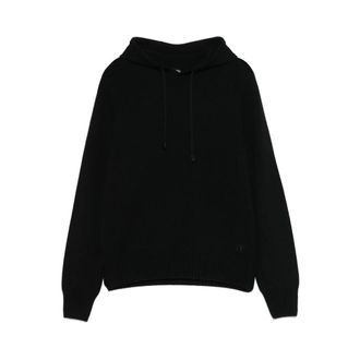 Tom Ford Homme, Pulls, Noir, Taille: M Sweat &agrave; Capuche Logo Noir Manches Longues Pull
