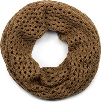 styleBREAKER écharpe loop tricotée avec motif ajouré, snood uni en maille ajourée, écharpe dhiver, unisexe 01018156, couleur:Cognac