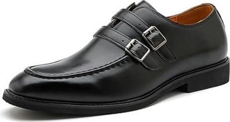 Generic Mocassins Silp On habill&eacute;s pour homme avec double boucle et sangle moine - Mode confortable - Chaussures d&eacute;contract&eacute;es pour homme, Noir, 40 2/3 EU