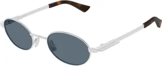 Bottega Veneta BV1470S Metal Oval Sunglasses - Silver