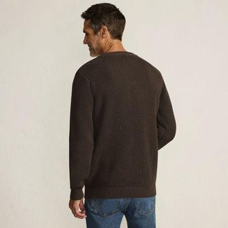 Lands End Rundhalspullover mit Knopfreihe, Herren, Größe:56-58 regular, Braun, Baumwolle, by Lands End